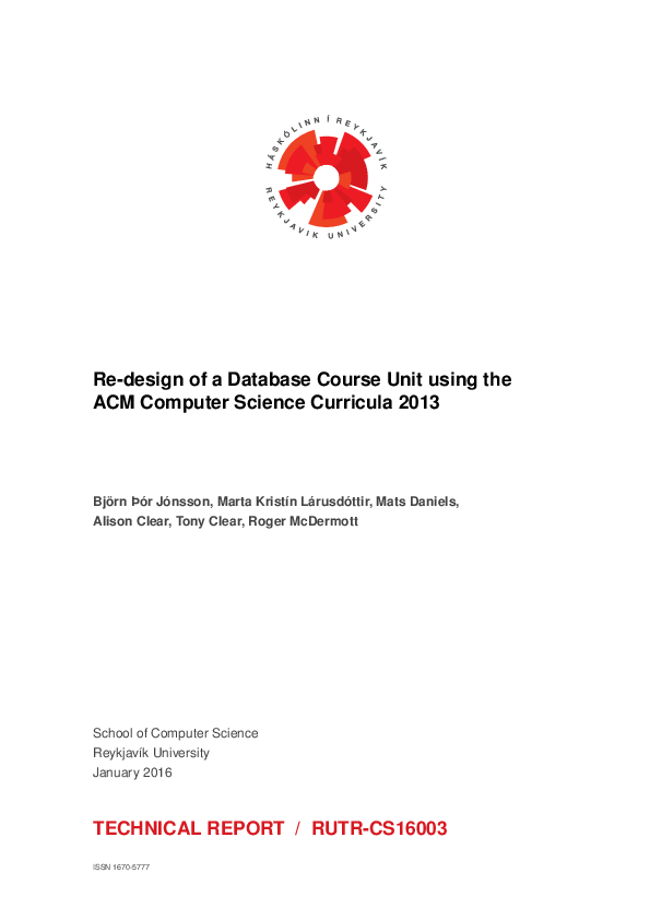 Pdf Re Design Of A Database Course Unit Using The Acm Computer