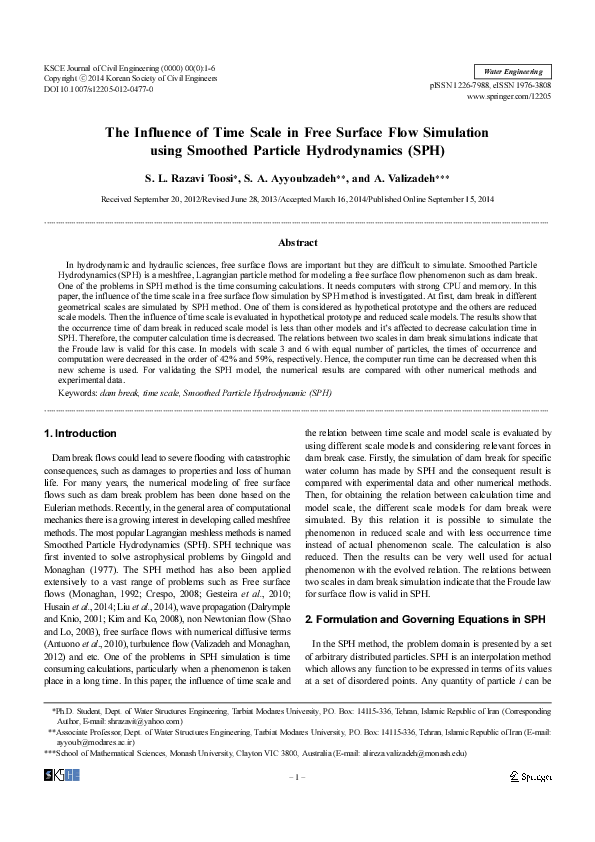 (PDF) The influence of time scale in free surface flow simulation using Smoothed Particle ...