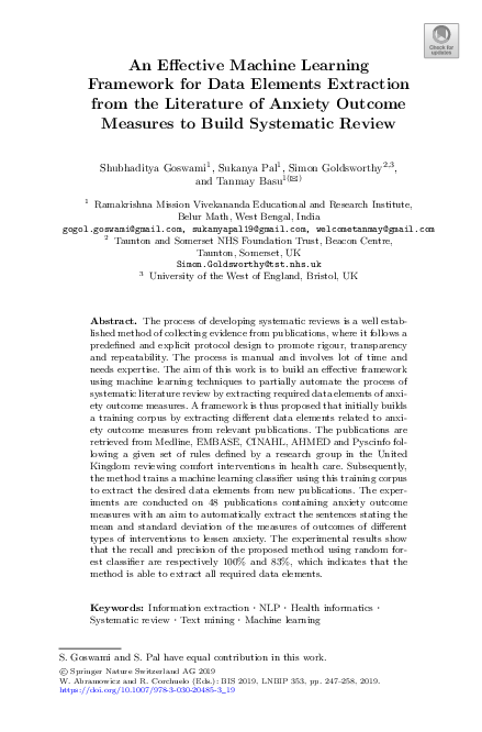 (PDF) An Effective Machine Learning Framework for Data Elements Extraction from the Literature ...