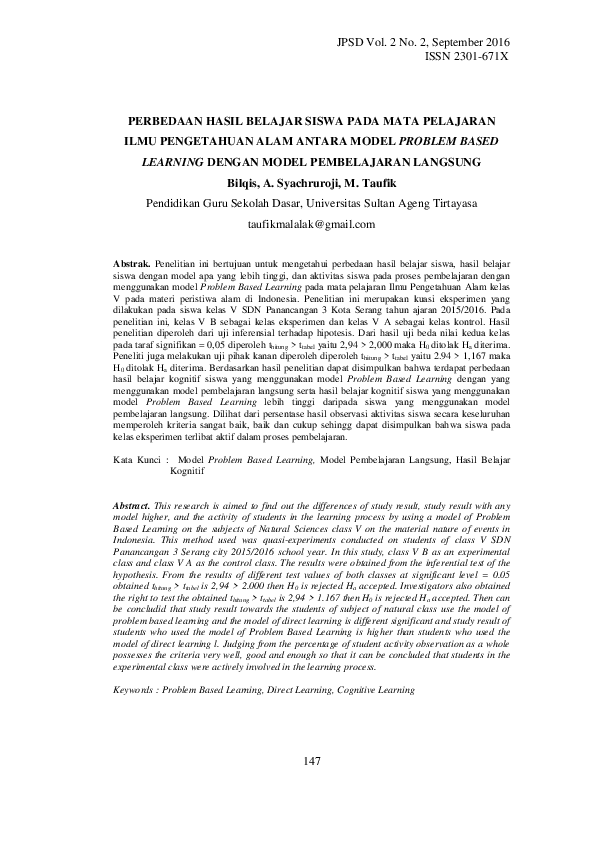 (PDF) Perbedaan Hasil Belajar Siswa Pada Mata Pelajaran Ilmu Pengetahuan Alam Antara Model ...