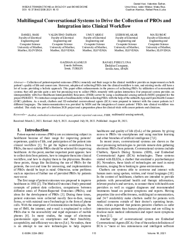 (PDF) Multilingual Conversational Systems to Drive the Collection of PROs and Integration into ...
