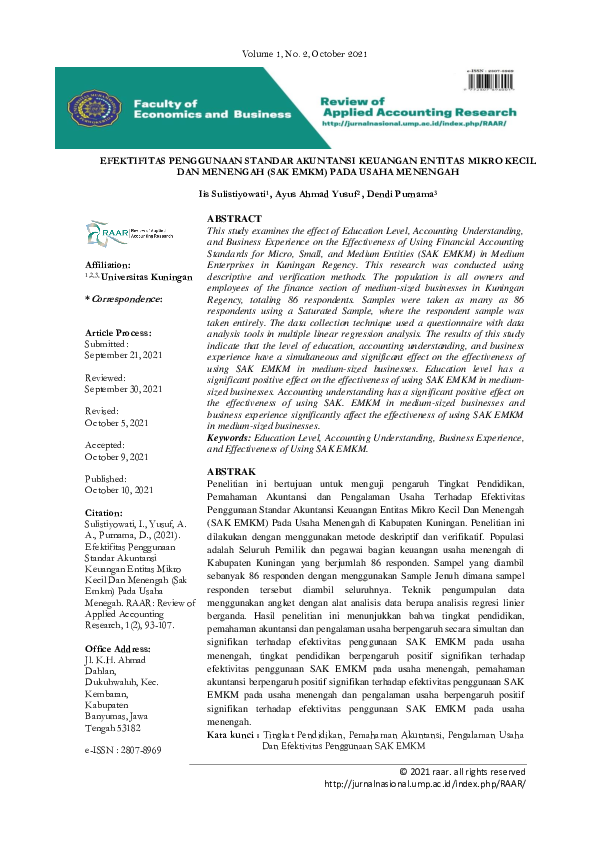 (PDF) Efektifitas Penggunaan Standar Akuntansi Keuangan Entitas Mikro Kecil Dan Menengah (Sak ...