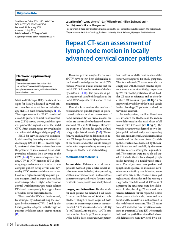 (PDF) Repeat CT-scan assessment of lymph node motion in locally ...