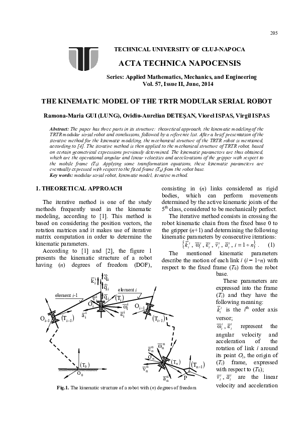 (PDF) Kinematic Modeling of TRTR Modular Robot