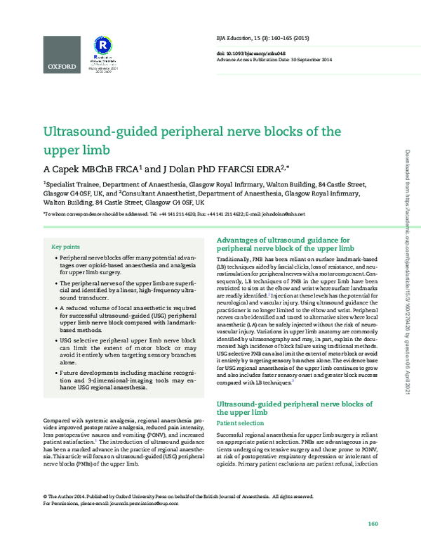 (PDF) Ultrasound-guided peripheral nerve blocks of the upper limb