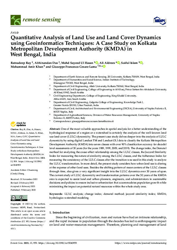(PDF) Quantitative Analysis of Land Use and Land Cover Dynamics using ...