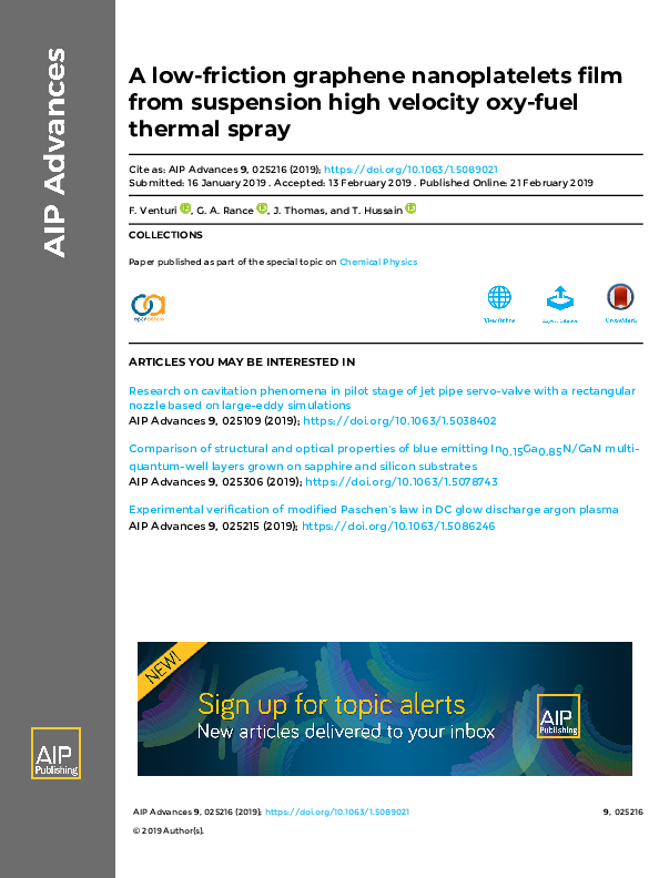 (PDF) A low-friction graphene nanoplatelets film from suspension high ...