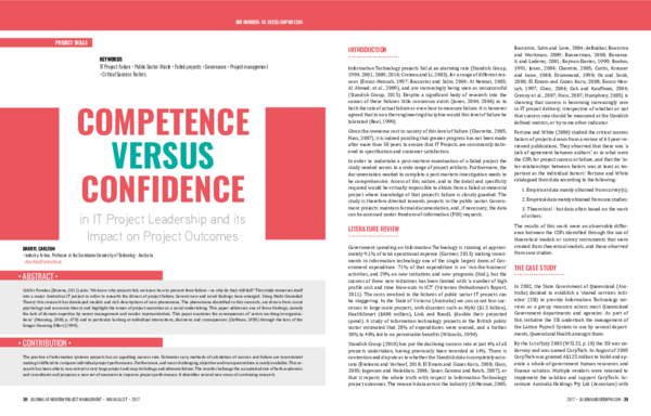 (PDF) Competence versus Confidence in IT Project Leadership and its ...