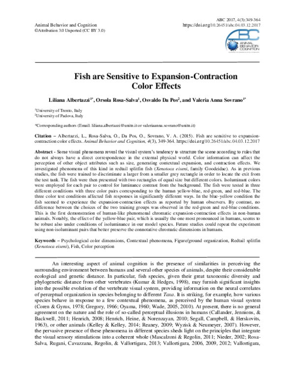 (PDF) Fish are Sensitive to Expansion-Contraction Color Effects