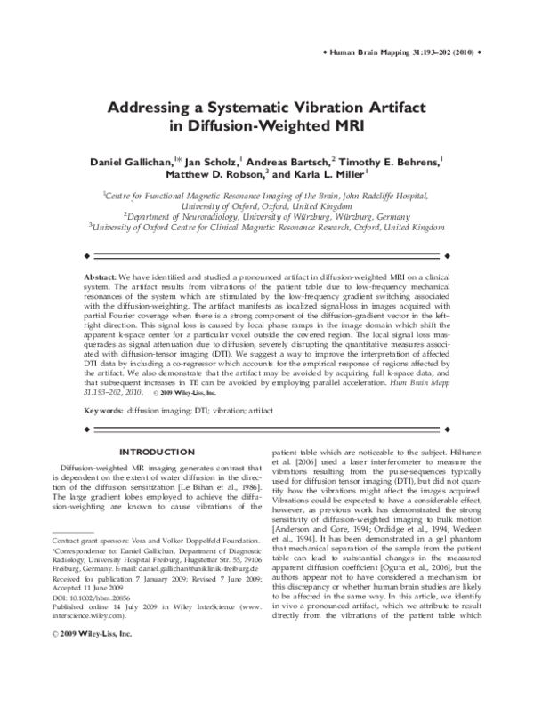 (PDF) Addressing a systematic vibration artifact in diffusion‐weighted MRI