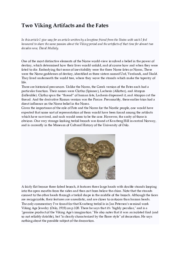 (PDF) Two Viking Artifacts and the Fates