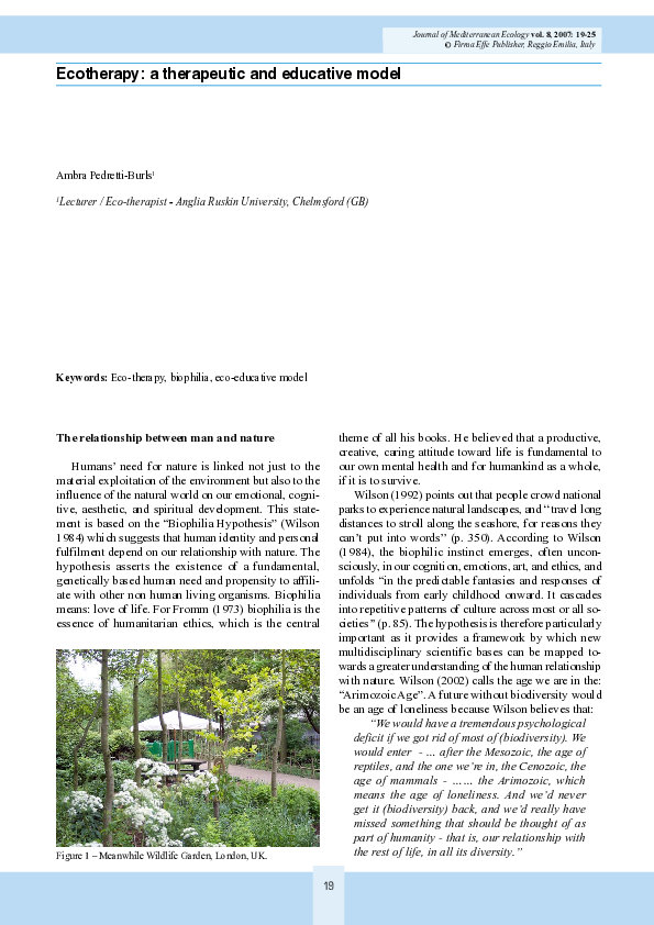 (PDF) Ecotherapy: a therapeutic and educative model