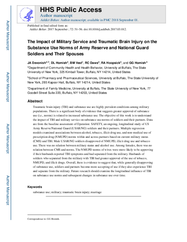 (PDF) The impact of military service and traumatic brain injury on the ...