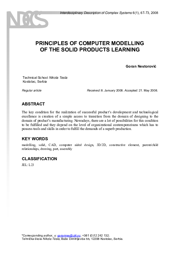 (PDF) Principles of Computer Modelling of the Solid Products Learning