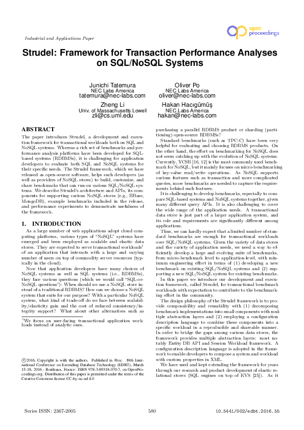 (PDF) SQL or NoSQL? Performance and scalability evaluation