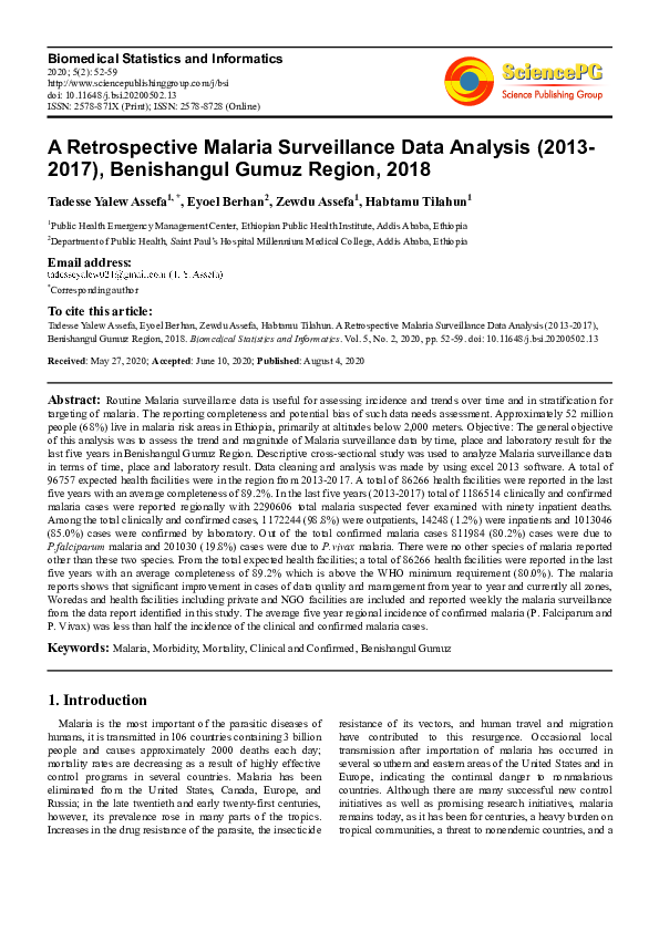 (PDF) A Retrospective Malaria Surveillance Data Analysis (2013-2017 ...