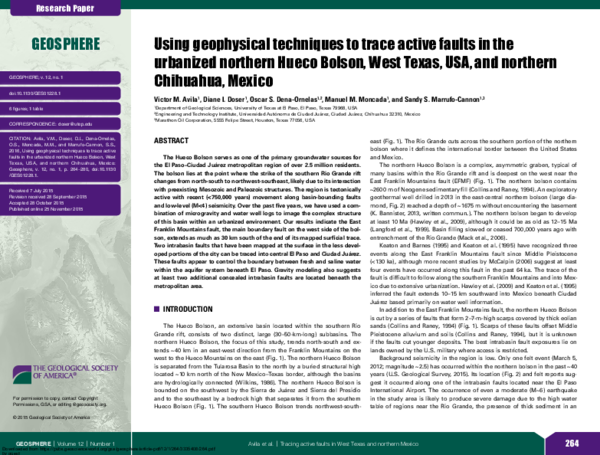 (PDF) Using geophysical techniques to trace active faults in the urbanized northern Hueco Bolson ...