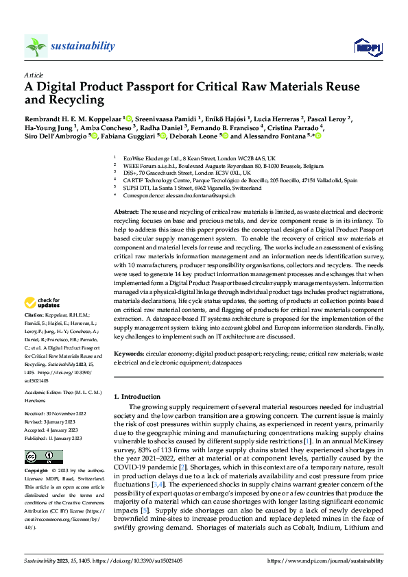 (PDF) A Digital Product Passport for Critical Raw Materials Reuse and ...
