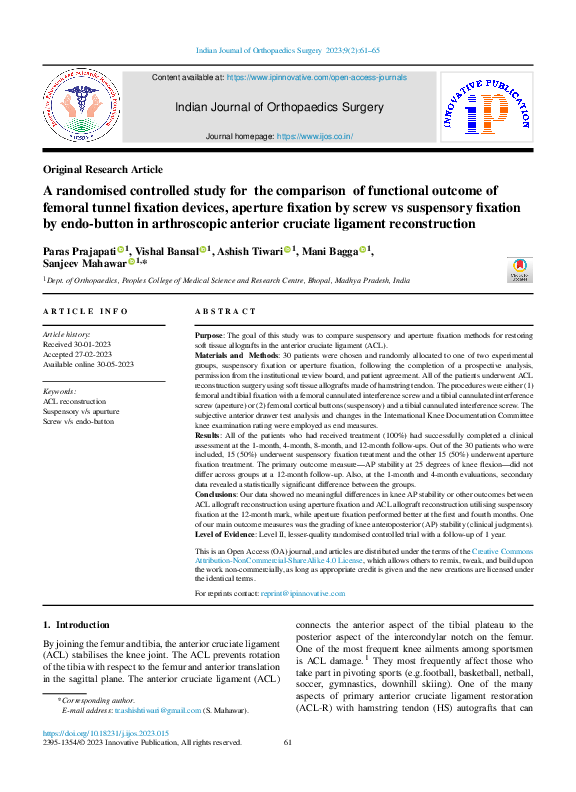(PDF) A randomised controlled study for the comparison of functional ...