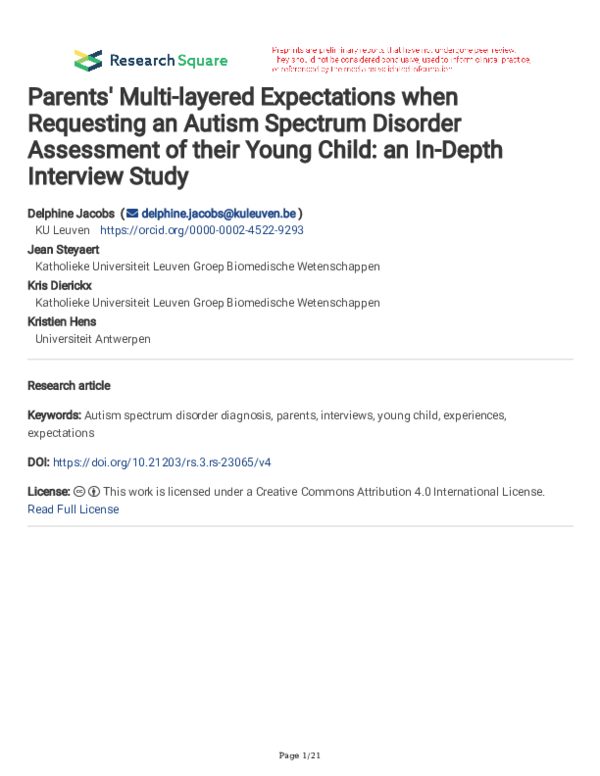(PDF) Parents' Multi-layered Expectations when Requesting an Autism ...