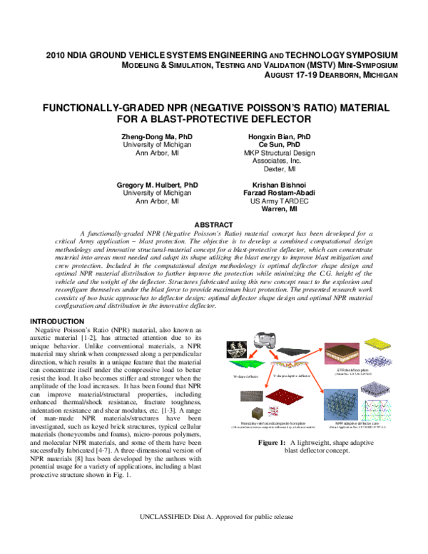 (PDF) Functionally-Graded NPR (Negative Poisson's Ratio) Material for a ...