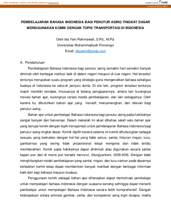 (PDF) Pembelajaran Bahasa Indonesia Bagi Penutur Asing (BIPA) di Sekolah Cinta Bahasa, Ubud ...