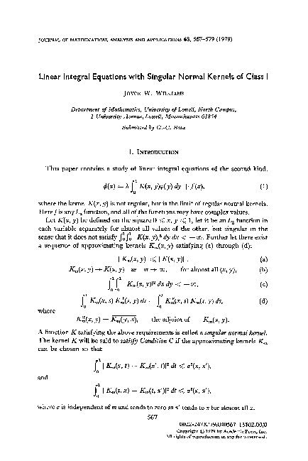 Pdf Linear Integral Equations With Singular Normal Kernels Of Class I