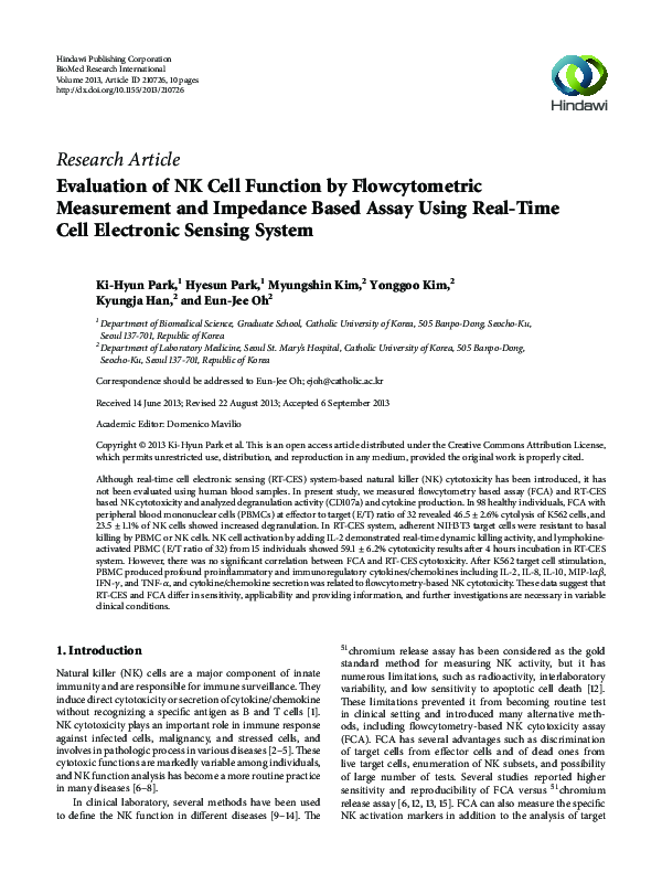 (PDF) Evaluation of NK Cell Function by Flowcytometric Measurement and ...
