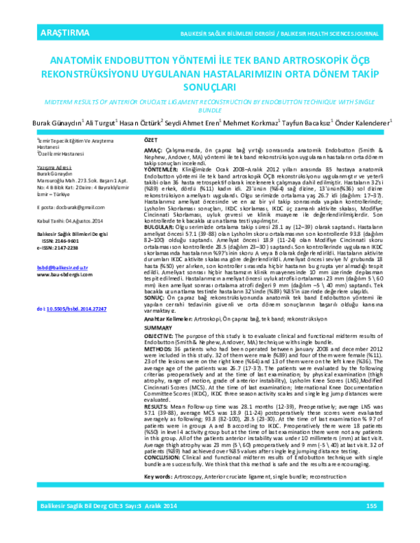 (PDF) Midterm results of anterior cruciate ligament reconstruction by ...