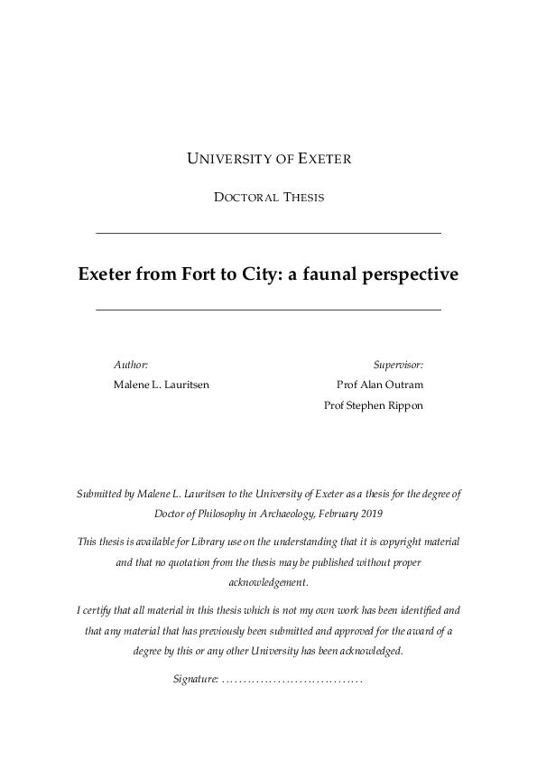 (PDF) Exeter from Fort to City: a faunal perspective