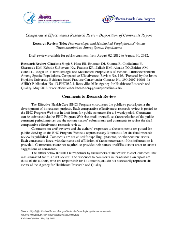 (PDF) Pharmacologic and Mechanical Prophylaxis of Venous ...