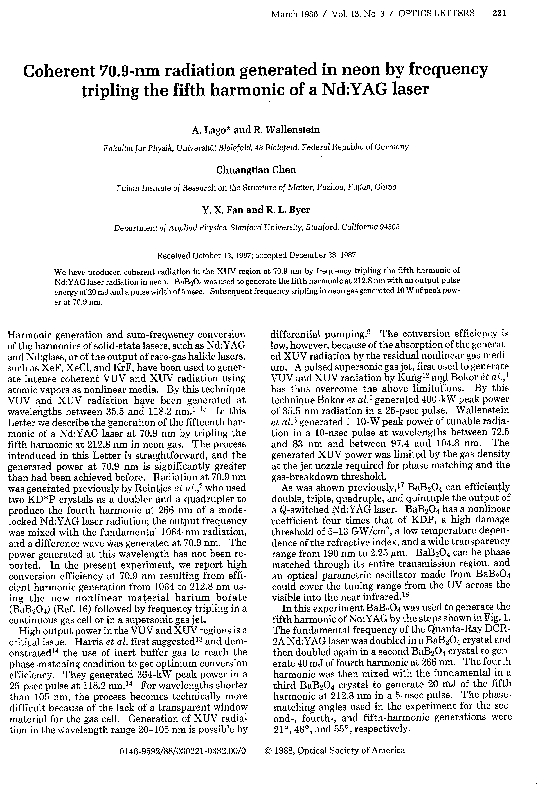 (PDF) Coherent 709-nm radiation generated in neon by frequency tripling ...