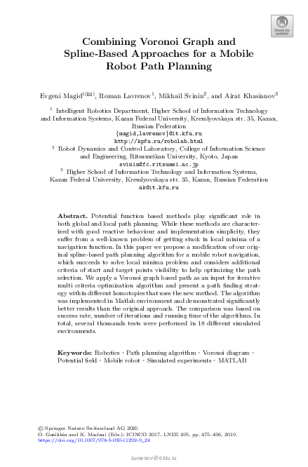 (PDF) Combining Voronoi Graph and Spline-Based Approaches for a Mobile Robot Path Planning