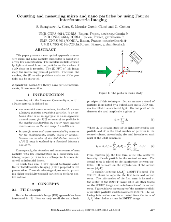 (PDF) Counting and measuring micro and nano particles by using Fourier Interferometric Imaging