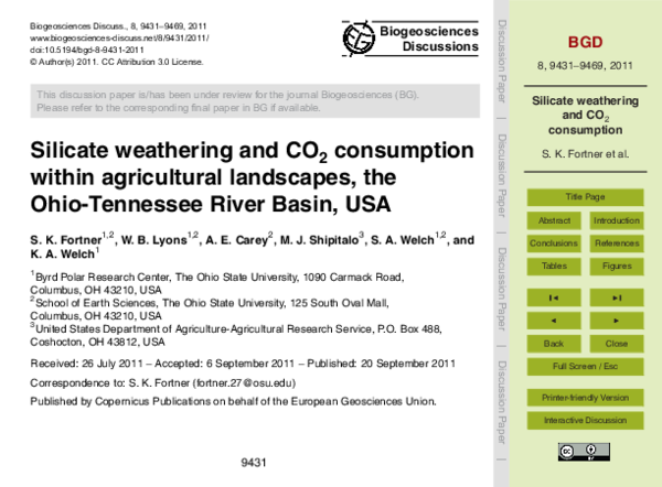 (PDF) Silicate weathering and CO 2 consumption within agricultural ...