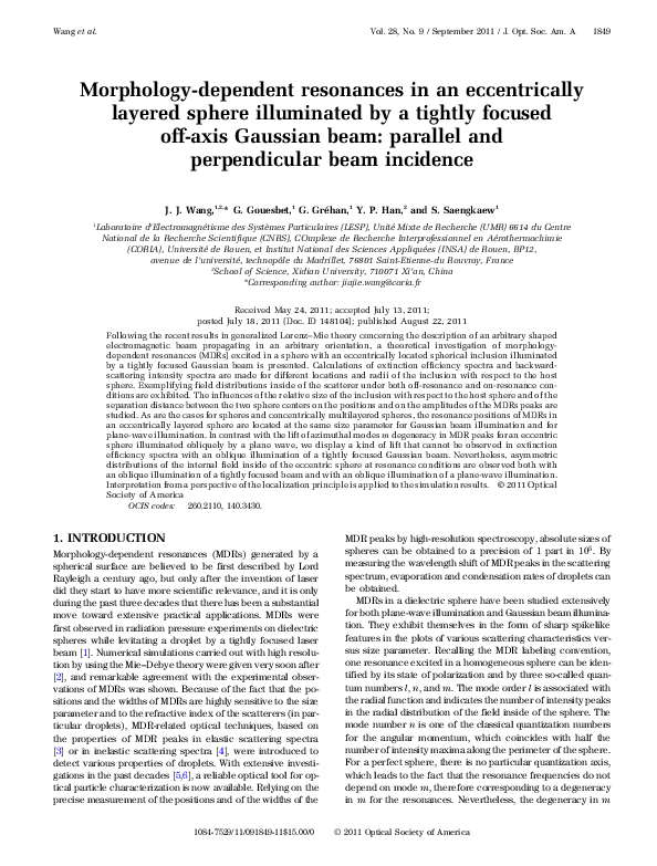 (PDF) Morphology-dependent resonances in an eccentrically layered ...