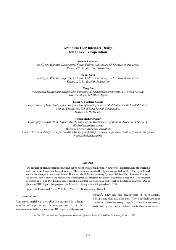 (PDF) Graphical User Interface Design for a UAV Teleoperation