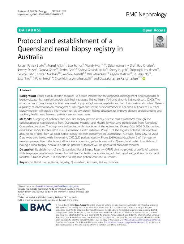 (PDF) Establishing Queensland Renal Biopsy Registry