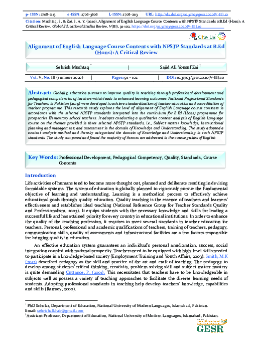(PDF) Alignment of English Language Course Contents with NPSTP ...