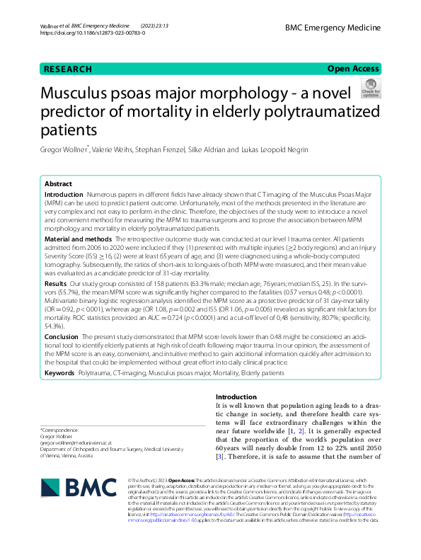 (PDF) Musculus psoas major morphology - a novel predictor of mortality ...