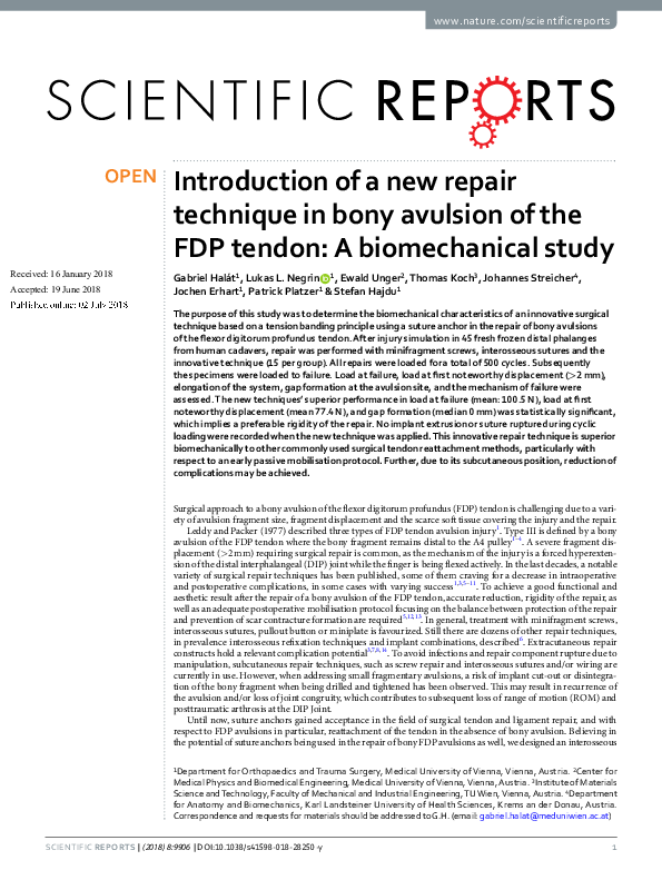 (PDF) Introduction of a new repair technique in bony avulsion of the ...
