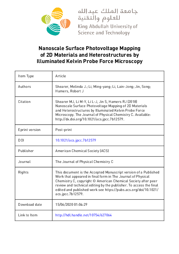 (PDF) Nanoscale Surface Photovoltage Mapping of 2D Materials and ...