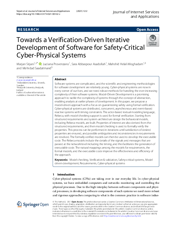 Pdf Towards A Verification Driven Iterative Development Of Software For Safety Critical Cyber