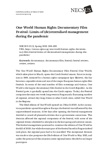 (PDF) One World Human Rights Documentary Film Festival: Limits of (de ...