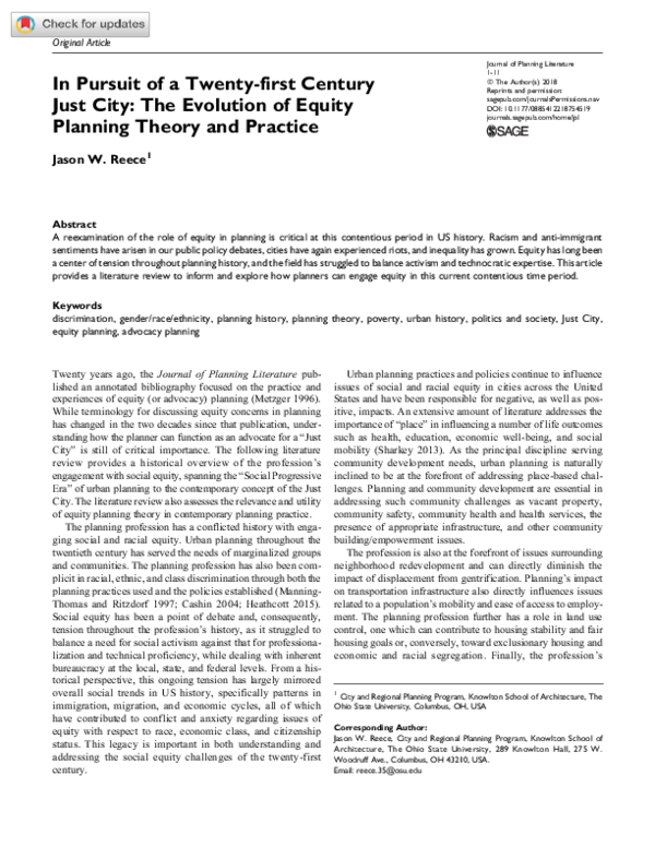 (PDF) In Pursuit of a Twenty-first Century Just City