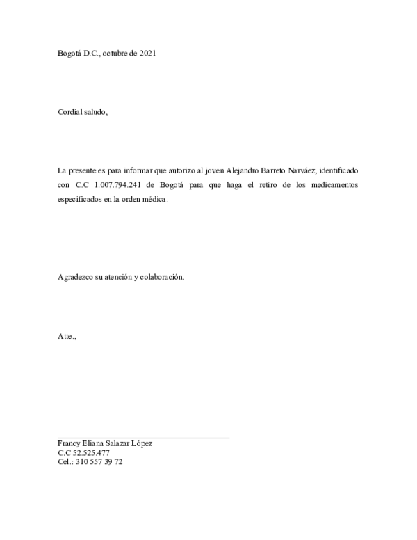 (DOC) BORRADOR CARTAS