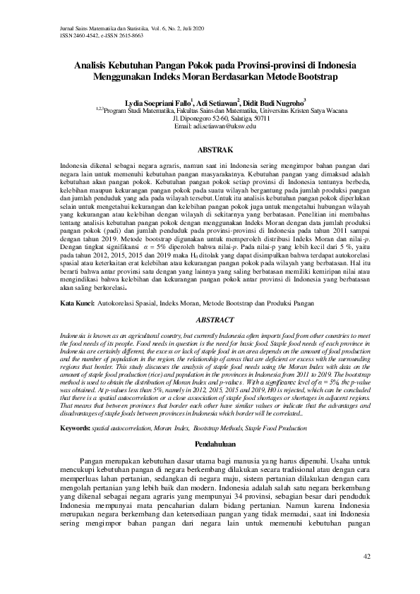 (PDF) Analisis Kebutuhan Pangan Pokok pada Provinsi-provinsi di ...