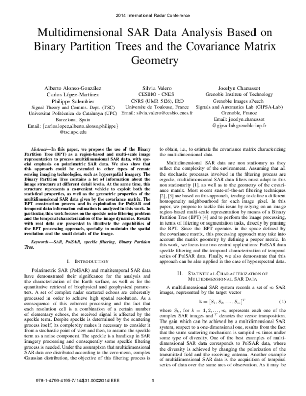 (PDF) Multidimensional SAR data analysis based on binary partition trees and the covariance ...