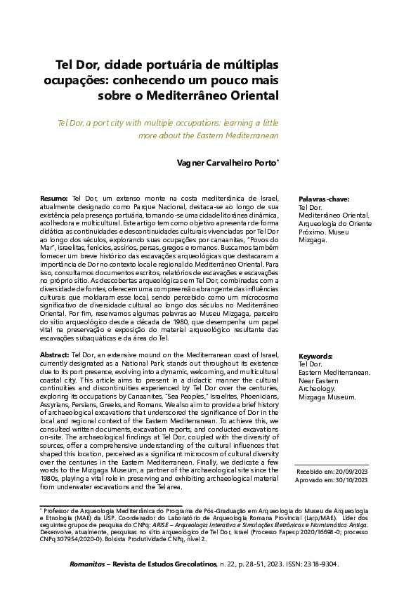 (PDF) Tel Dor, cidade portuária de múltiplas ocupações: conhecendo um ...