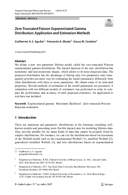 (PDF) Zero-Truncated Poisson Exponentiated Gamma Distribution ... (PDF) Zero-Truncated Poisson Exponentiated Gamma Distribution ...